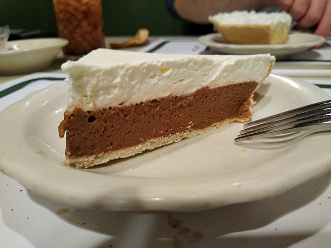 Chocolate cream pie with a cloud of whipped topping &ndash; the kind of dessert that makes you close your eyes and sigh audibly.