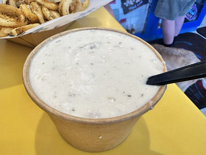 Clam chowder that doesn't know it's supposed to be from New England. Creamy, rich, and studded with clams that didn't die in vain.