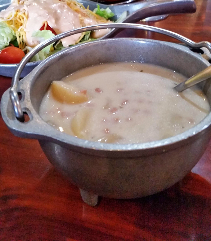 This isn't just soup; it's a hug in a cast-iron pot. Creamy potato chowder that would make New England jealous.