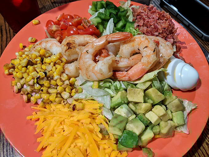 When you need to pretend you're eating healthy, this colorful Cobb salad with plump shrimp offers the perfect illusion of virtuousness.