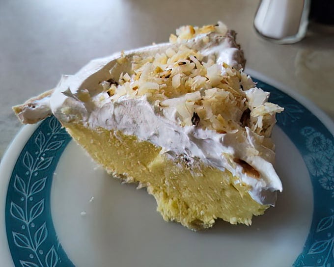 A slice of coconut cream pie that would make your grandmother both jealous and proud at the same time.