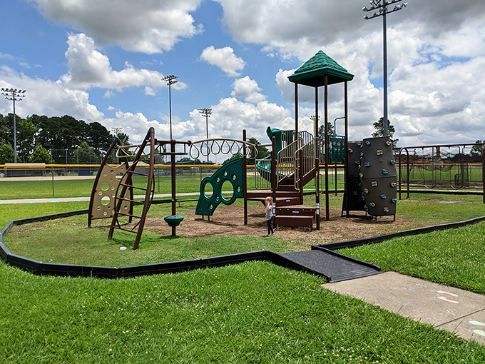 Childhood joy needs no translation. This playground invites the universal language of laughter, proving that sometimes the simplest pleasures create the most lasting memories.