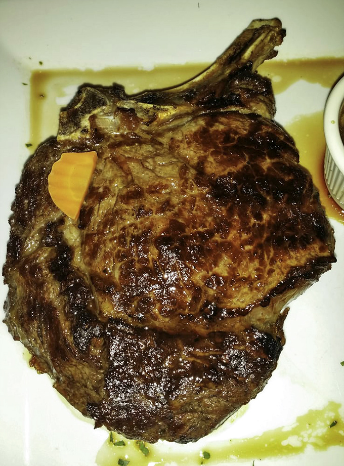 Not all heroes wear capes—some come with bones attached. This cowboy steak has the kind of char that makes grown adults weak in the knees.