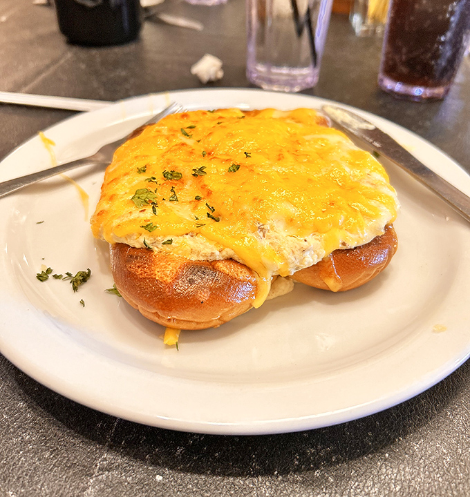 This isn't just a pretzel &ndash; it's a masterpiece of melted cheese and pretzel perfection that would make Philadelphia jealous.