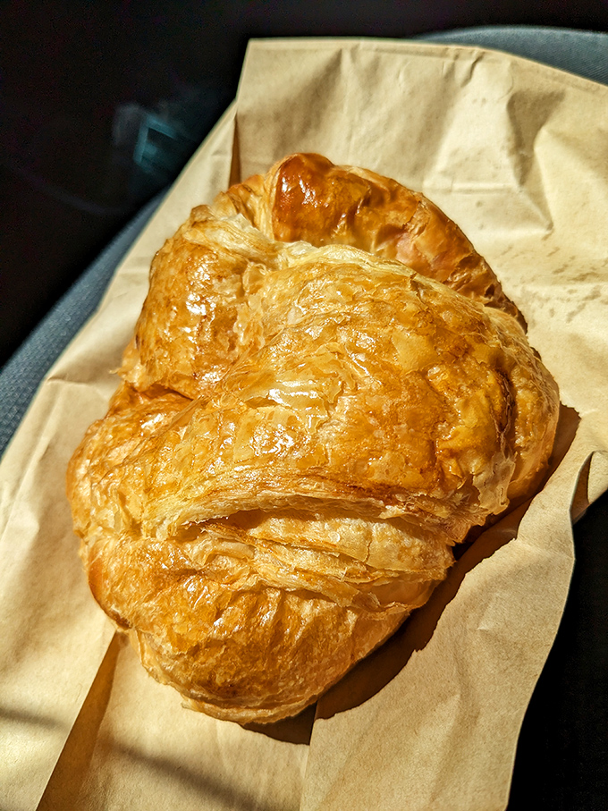 This croissant didn't just flake, it shattered into buttery shards of pastry perfection that would make a French baker weep.