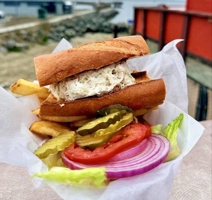 The Dungeness crab sandwich doesn't just showcase the ocean's bounty&mdash;it celebrates it with a perfect balance of sweet meat and fresh accompaniments.