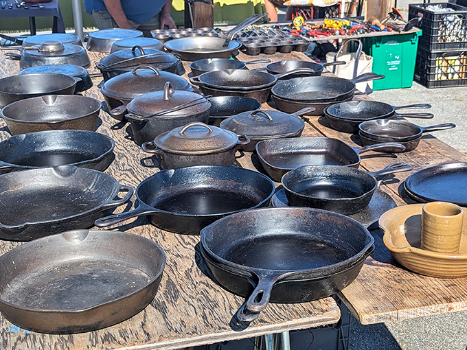Cast iron congregation! These seasoned veterans have cooked thousands of meals and stand ready for thousands more in new kitchens.
