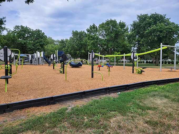 Jungle gyms have evolved since my childhood! Elk Point's modern playground equipment promises adventures that won't result in those character-building 1970s injuries.