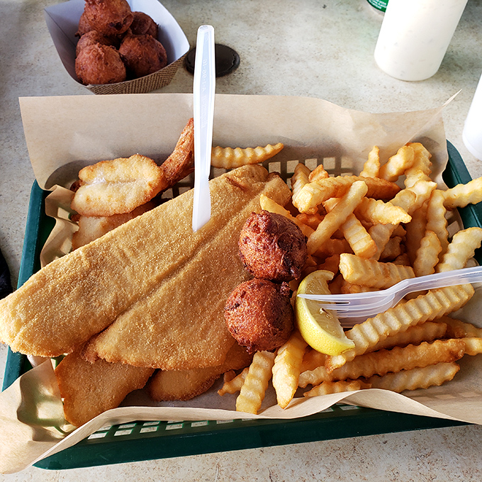 Golden fried fish and crispy fries &ndash; the kind of basket that makes you forget your table manners and dive in headfirst.