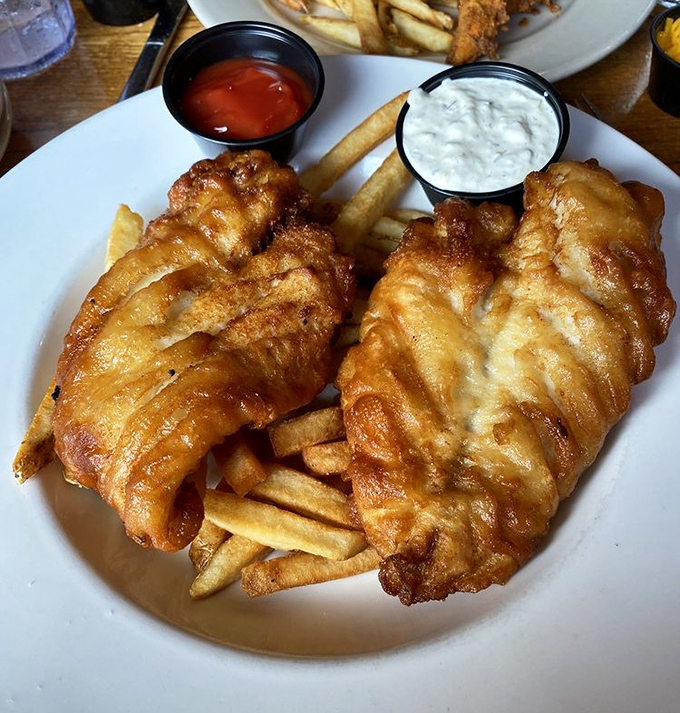 Golden-brown perfection that makes you wonder if Neptune himself is back in the kitchen handling the fryer.