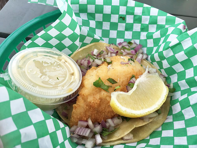 This fish taco doesn't need fancy plating or pretentious descriptions &ndash; just fresh catch, bright toppings, and a squeeze of sunshine. California in a bite.