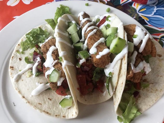 These fish tacos aren't just visiting Maine from the Southwest &ndash; they've applied for permanent residency, dressed in their Sunday best with fresh cucumber and creamy drizzle.