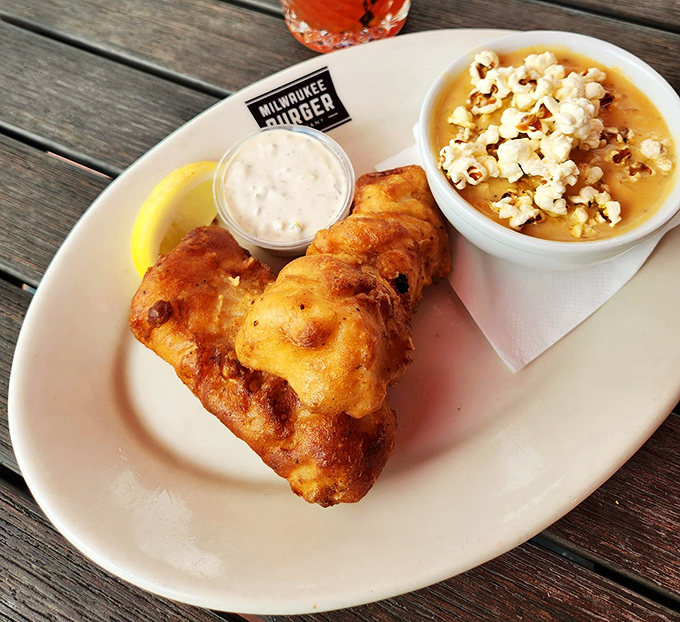 Not just fish fry&mdash;it's a golden-battered Wisconsin tradition served with a side of nostalgia and what appears to be popcorn soup!