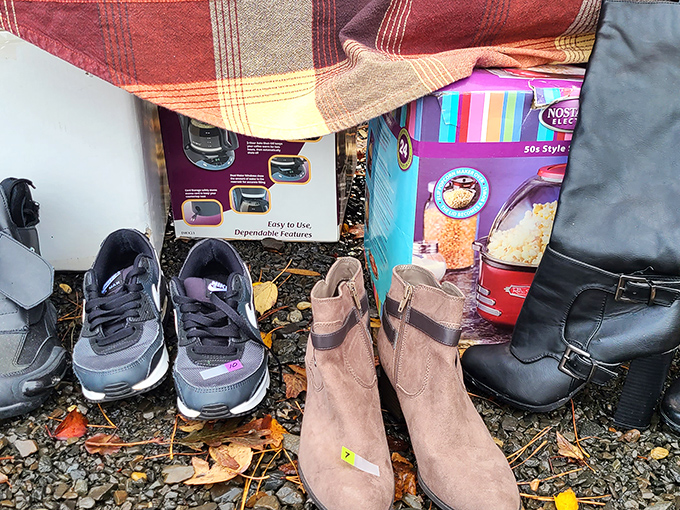 Footwear finds nestled among fallen leaves&mdash;where practical meets nostalgic, and yesterday's fashion becomes tomorrow's "vintage score."