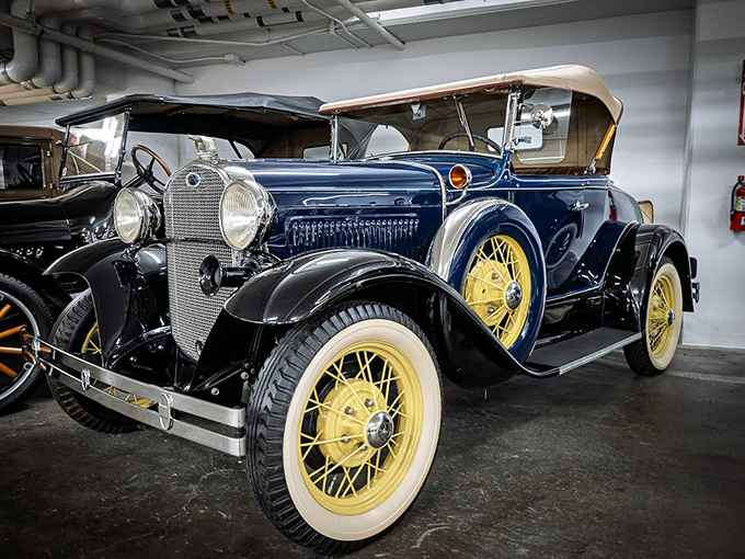 The elegant Ford Model A Roadster reminds us when driving was an occasion worthy of your Sunday best. Those yellow wheels add just the right touch of jaunty personality.