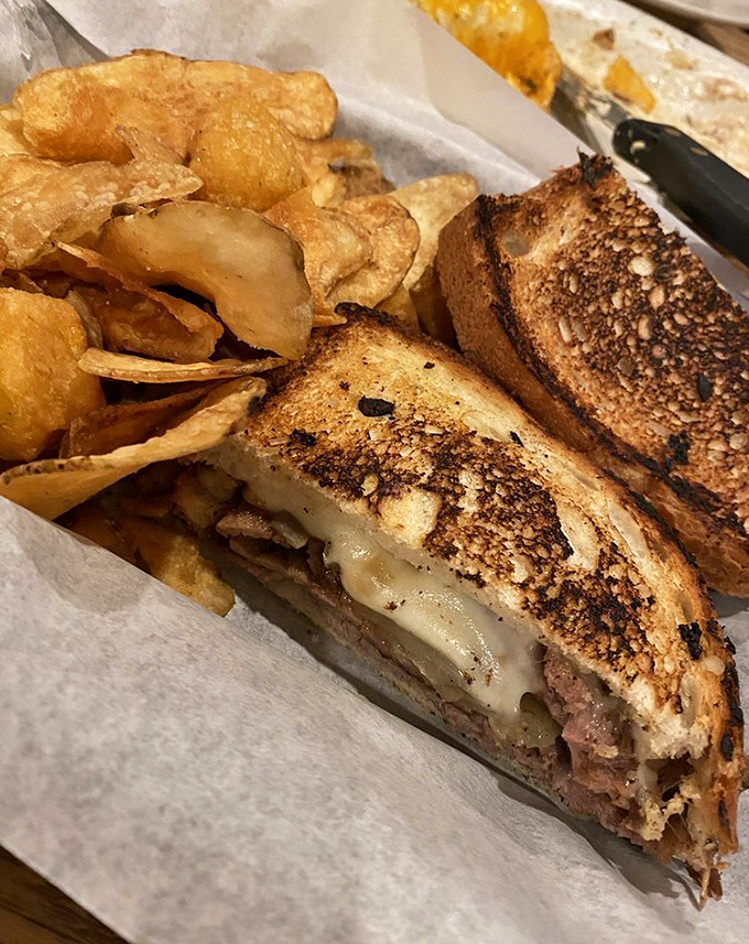 A proper grilled sandwich should ooze with melty cheese and be flanked by a mountain of house-made chips &ndash; mission accomplished at O'Rorke's.