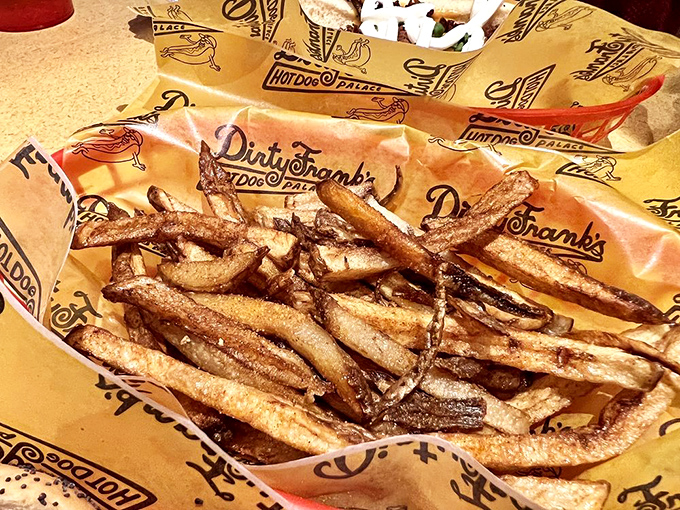 These aren't just fries&mdash;they're golden potato wands of satisfaction. Crispy, salty, and unapologetically indulgent, they're the perfect hot dog sidekick. 