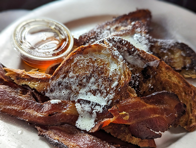 French toast so golden, King Midas would've claimed credit for touching it first.