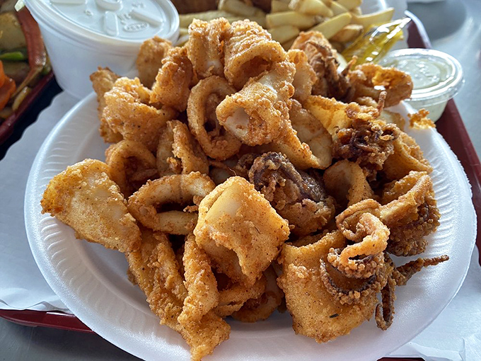 This mountain of crispy calamari could convert even the most stubborn squid skeptic&mdash;tender morsels in a crunchy golden jacket that would make Colonel Sanders jealous.