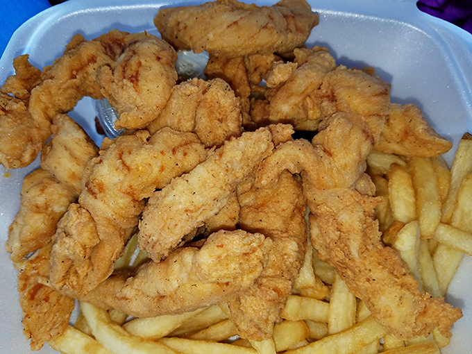 Golden-fried haddock that would make your grandmother weep with joy. The perfect ratio of crispy coating to flaky fish is culinary mathematics at its finest.