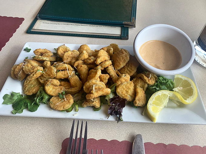 Golden-brown fried delights with a side of creamy dipping sauce&mdash;proof that sometimes the simplest pleasures are the most satisfying.