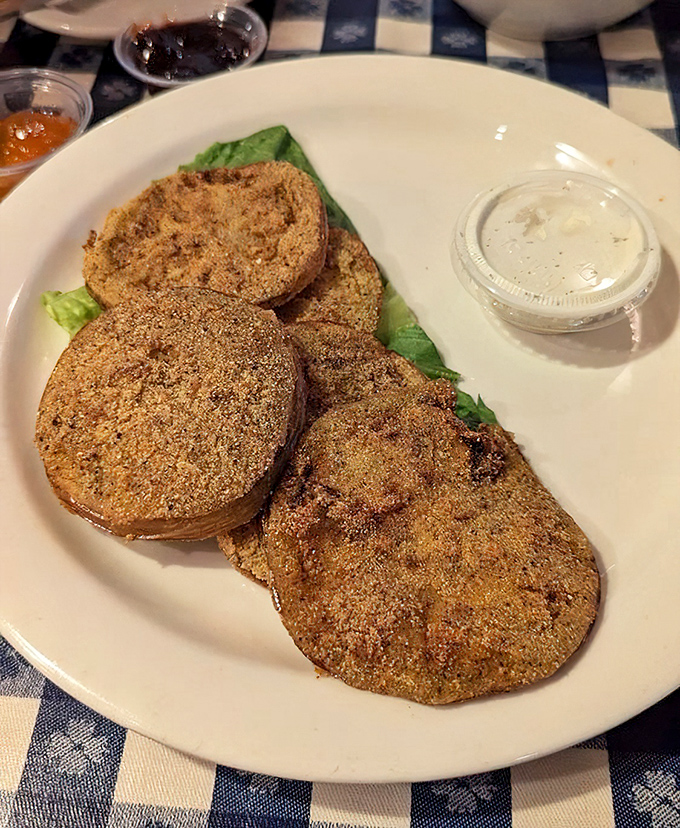 Crispy fried green tomatoes with buttermilk dressing &ndash; proof that vegetables can indeed bring pure joy to your life.