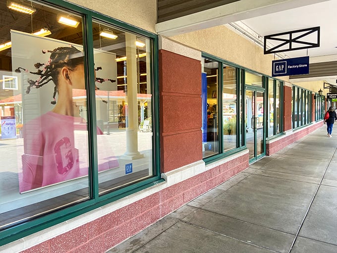 Window shopping takes on new meaning at the GAP outlet, where mannequins model the possibilities your wardrobe could enjoy at outlet prices.