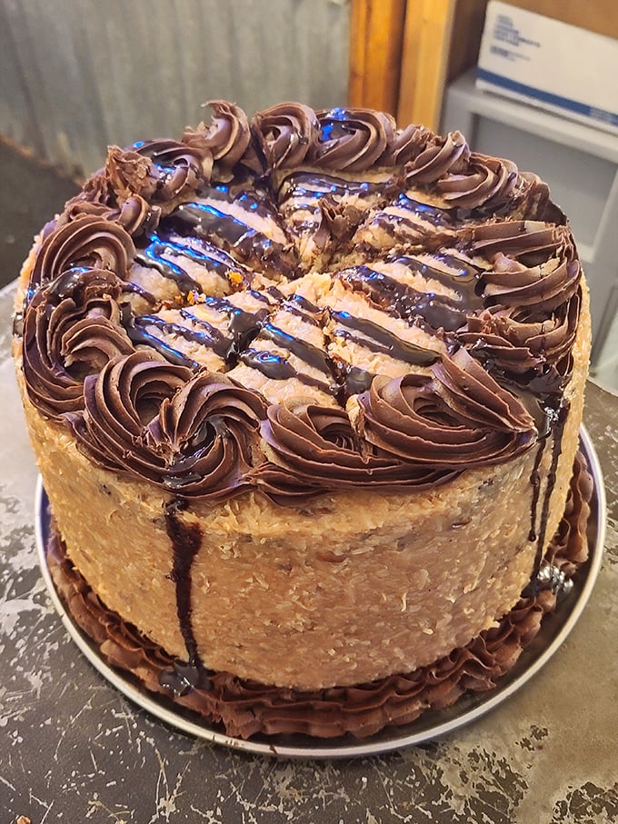 This isn't just German chocolate cake&mdash;it's an architectural achievement. Layers of decadence that would make even the most disciplined dieter whisper, "Worth it."