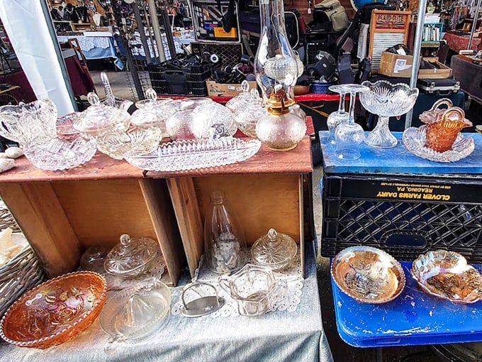 Crystal and glassware that would make your grandmother swoon. One person's downsizing becomes another's dining table upgrade.