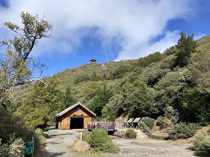 The Gravity Car Barn stands as a rustic time capsule, preserving memories of when "downhill commuting" was the height of innovation.