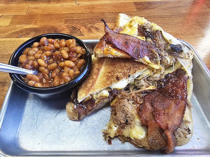 The ultimate grilled cheese rebellion &ndash; where pulled pork and melty cheese create an alliance that would make any sandwich jealous.