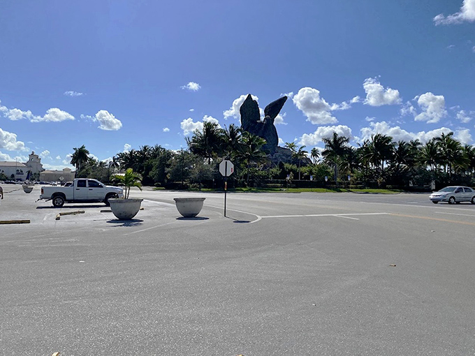 Even from the parking lot, Pegasus dominates the skyline, proving that Florida never does anything on a small scale.