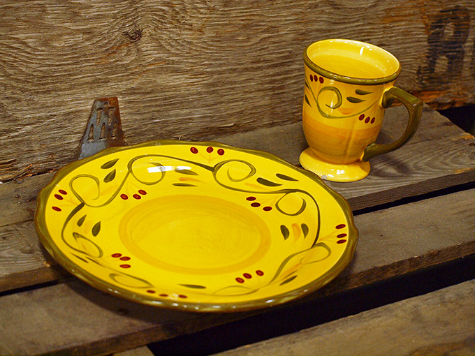 Sunshine on a shelf! This cheerful ceramic duo waits patiently for someone who appreciates that yellow is never just yellow.