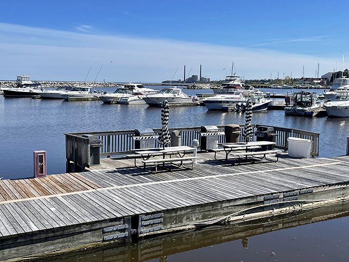 Marina life in Sheboygan: where boats gently bob in agreement that sometimes the best schedule is no schedule at all.