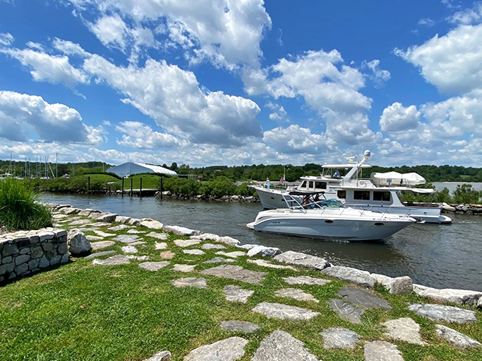 Boats bobbing like bath toys at Herrington Harbour South. Where nautical dreams dock alongside practical retirement living.