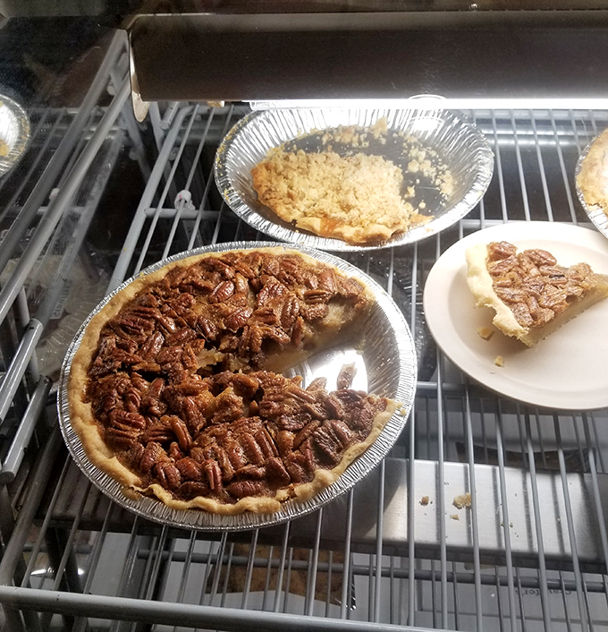 Pecan pie that would make your grandmother both proud and jealous sits patiently in the case, waiting to complete your meal.
