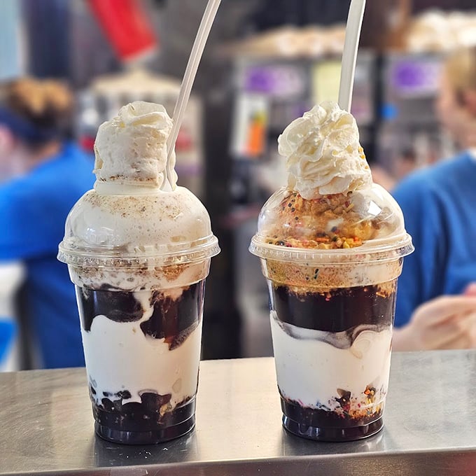 These parfait-style sundaes aren't just desserts&mdash;they're architectural marvels where chocolate, cream, and cookie crumbles create edible skyscrapers.