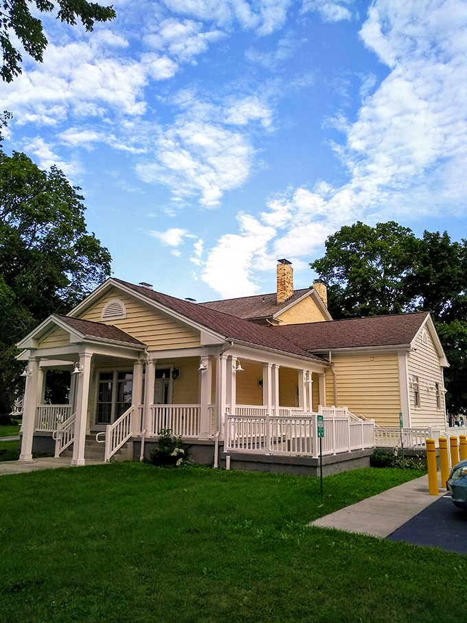 The Hubbard House whispers stories of courage and freedom, its welcoming porch once a beacon of hope for those traveling the Underground Railroad.