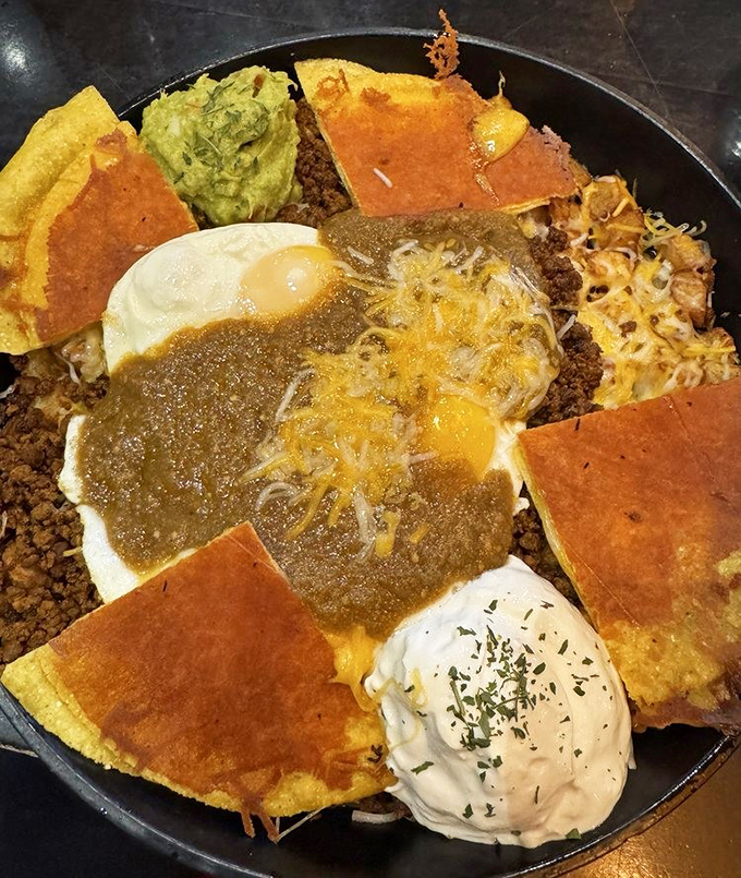 Huevos Rancheros reimagined as a Detroit symphony&mdash;corn tortillas, salsa verde, and perfectly cooked eggs create breakfast music for your mouth.