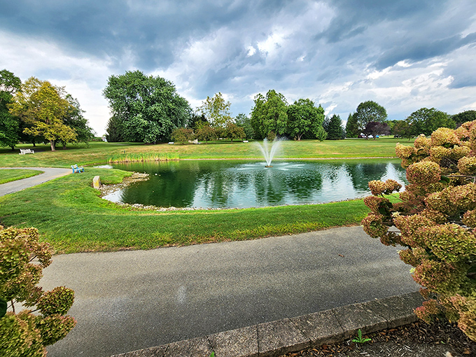 Even the community parks here have a storybook quality – complete with fountain, manicured grounds, and the kind of serenity that makes you want to linger.