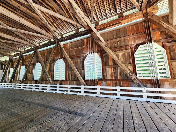The intricate wooden skeleton reveals itself inside &ndash; a masterclass in engineering from an era before computers did our thinking for us.