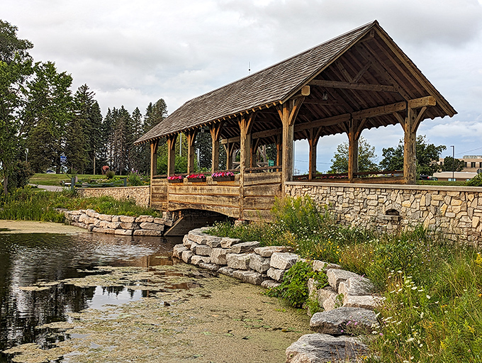 This rustic covered bridge at Island Park looks like it belongs on a postcard&mdash;or at minimum, your Instagram feed that makes friends jealous of your weekend escape.