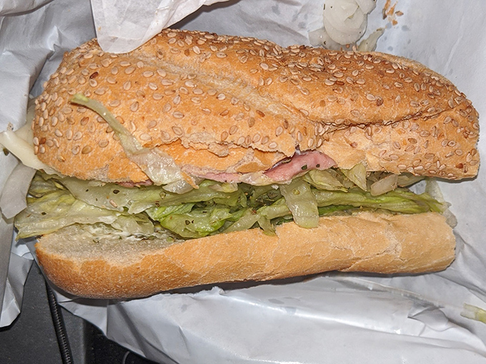 This isn't just a hoagie &ndash; it's an architectural marvel of Italian meats, crisp vegetables, and sesame-studded bread that demands respect.