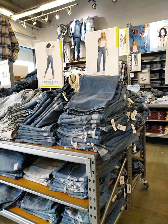 Denim heaven awaits at the Levi's outlet, where jeans are stacked higher than a New Orleans po'boy at lunchtime.