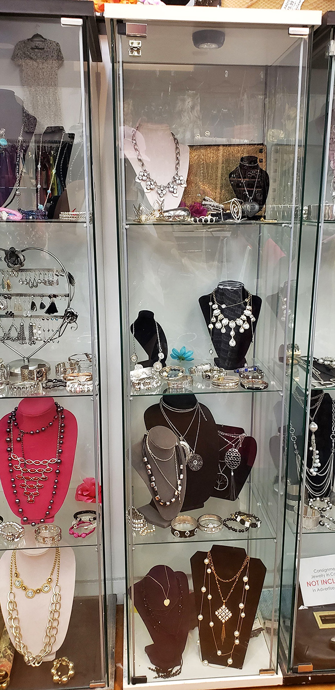 Glass cases protecting jewelry that sparkles with possibility. Like a museum where you can actually take the exhibits home with you.