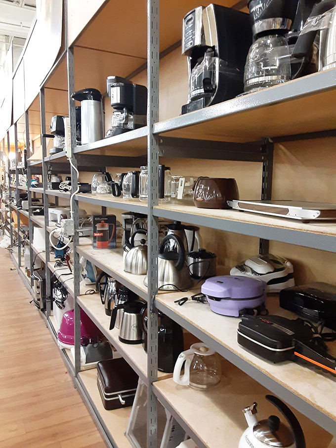 Coffee makers stand at attention like caffeinated soldiers &ndash; ready to serve in new homes for a fraction of retail.