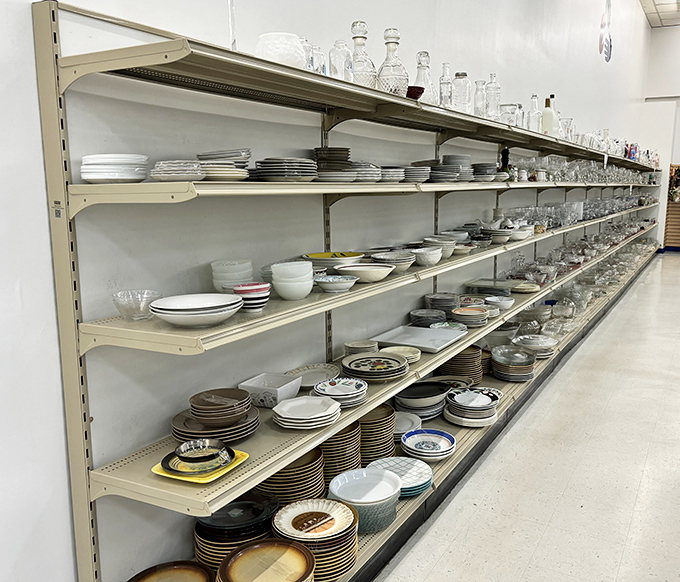 Plate collectors, rejoice! This kitchenware aisle holds enough vintage patterns to make your grandmother swoon and your dinner guests wonder where you've been hiding.