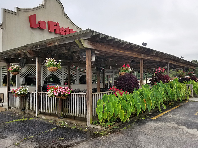 La Fiesta's patio bursts with colorful flowers that compete with the food for which is more vibrant&mdash;spoiler alert: it's a delicious tie every time.