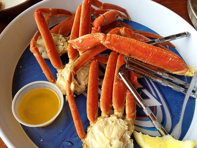 Snow crab legs that require commitment, determination, and zero shame about wearing the plastic bib. Coastal dining at its most gloriously messy.
