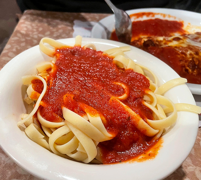 Pasta doesn't need to be complicated to be perfect. This linguine with marinara sauce is the comfort food equivalent of a warm hug.